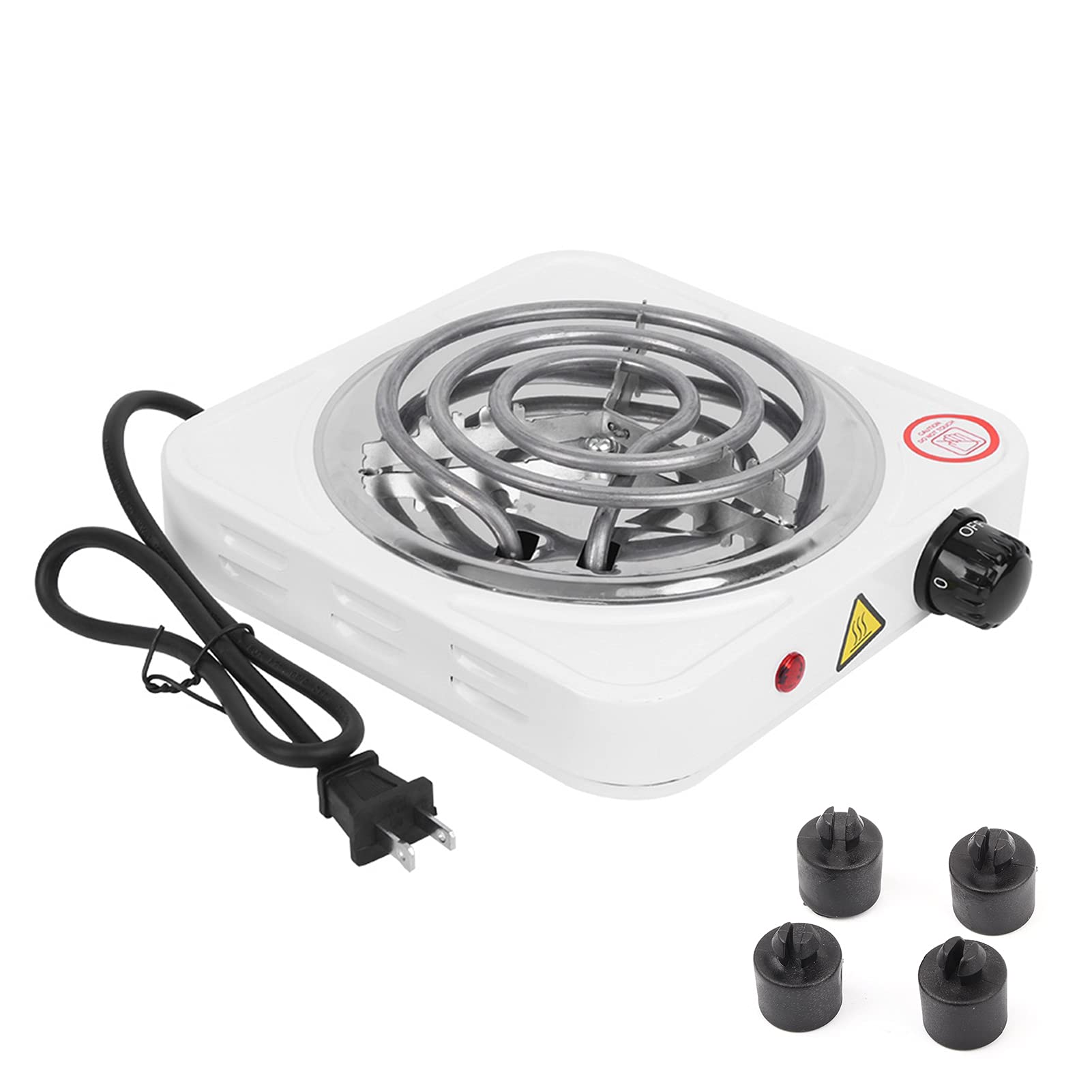 Electric Single, 1000W Stainless Steel Hot Plate Cooktop Compact Portable Single Tube Electric Stove with Adjustable Temperature and Indicator Light for Home Dorm Office Kitchen