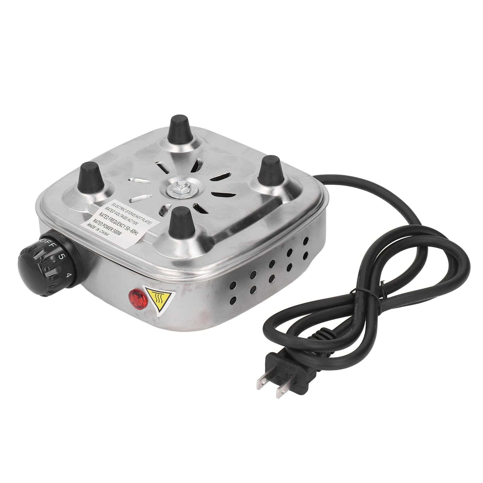 Electric Stove Burner, 500W Small Cooking Heater Stove Portable Countertop Burner Electric Heater Stove Stainless Steel Electric Hot Plate for Kitchen Camping (110V US Plug)