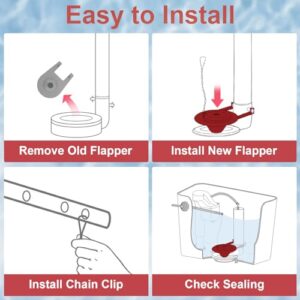 Toilet Flapper Replacement Kit High Performance Universal Toilet Tank Flapper with Stainless Chain & Hook, Long Lasting Rubber, Easy to Install Red 2inch 2pc