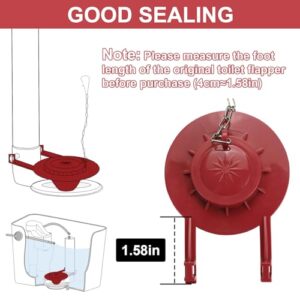 Toilet Flapper Replacement Kit High Performance Universal Toilet Tank Flapper with Stainless Chain & Hook, Long Lasting Rubber, Easy to Install Red 2inch 2pc