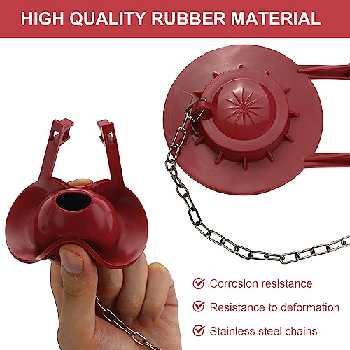 Toilet Flapper Replacement Kit High Performance Universal Toilet Tank Flapper with Stainless Chain & Hook, Long Lasting Rubber, Easy to Install Red 2inch 2pc