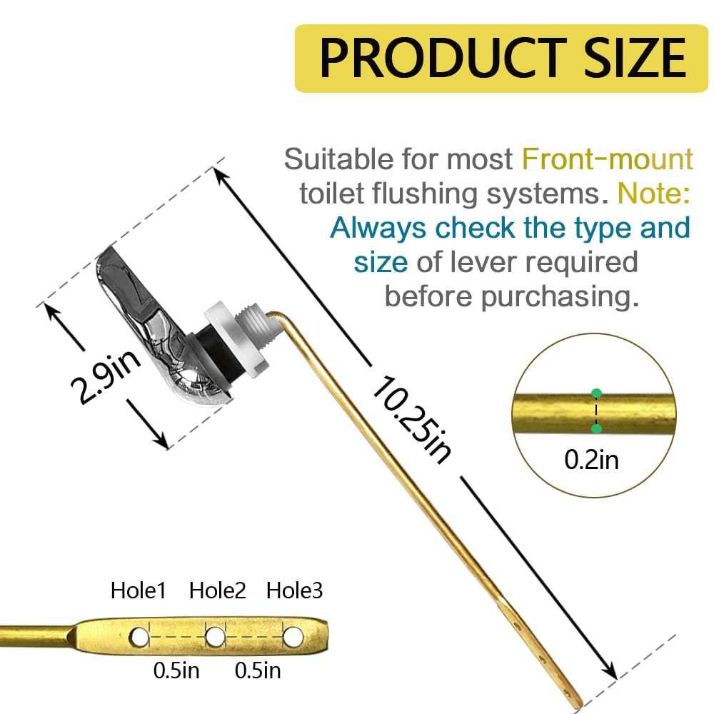 Takngjd Toilet Handle Replacement Kit, Front Mount Toilet Flush Handle, All-Metal Construction-Solid Brass Trip Levers, Zinc Alloy Toilet Handle with Chrome Finish(1 Pack)