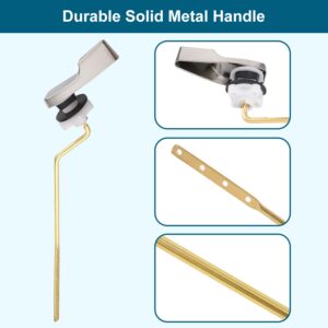 Hygie Rinse Universal Toilet Handle Replacement, Brushed Nickel Side Mount Toilet Trip Lever Repair Kit with Flapper Chain, Compatible with American Standard/Mansfield Toilet