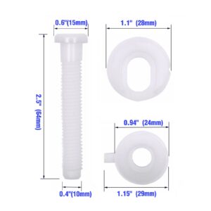 Toilet Seat Screws, A.I.Force 4Packs Toilet Seat Tightening Kit with Toilet Seat Hinge Bolts, Nuts and Washers, Plastic Toilet Seat Hinge Bolts for Fixing Wiggle of Top Mount Toilet Seat Hinges