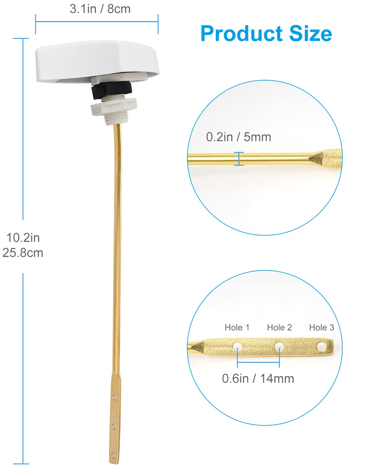 Hibbent Toilet Handle Tank Flush Lever Replacement Compatible with TOTOTHU004-CP Trip Lvr for ST701, CST854, CST884,Side Mount Toilet Flush Handle, Toilet Trip Lever, Toilet Repair Handle, White