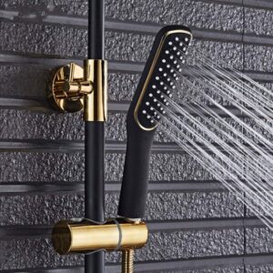 Black Shower Set, G1/2in Household Top Shower Handheld Shower Kit, Shower System Bathroom Shower Head Accessory, Hand Shower