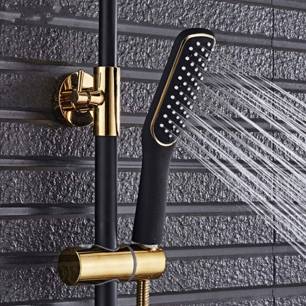 Black Shower Set, G1/2in Household Top Shower Handheld Shower Kit, Shower System Bathroom Shower Head Accessory, Hand Shower