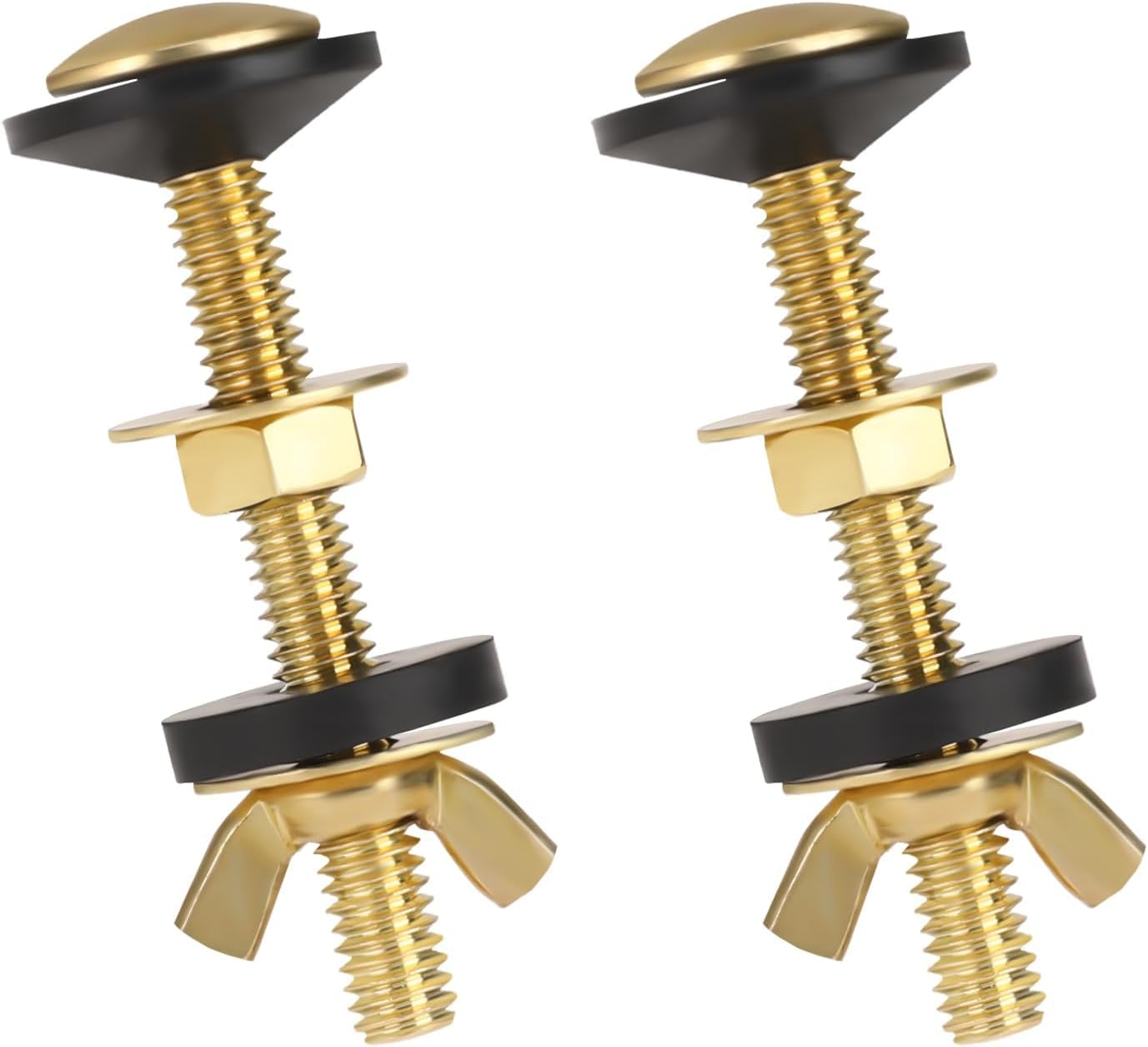 2Pcs Toliet Bolts Universal Toilet Bolts Kit ，Toilet Tank Bolts， Heavy Duty Bolts with Rubber,Stainless Steal Washers and Wing Nuts,Toilet Tank Bolts and Rubber Gaskets