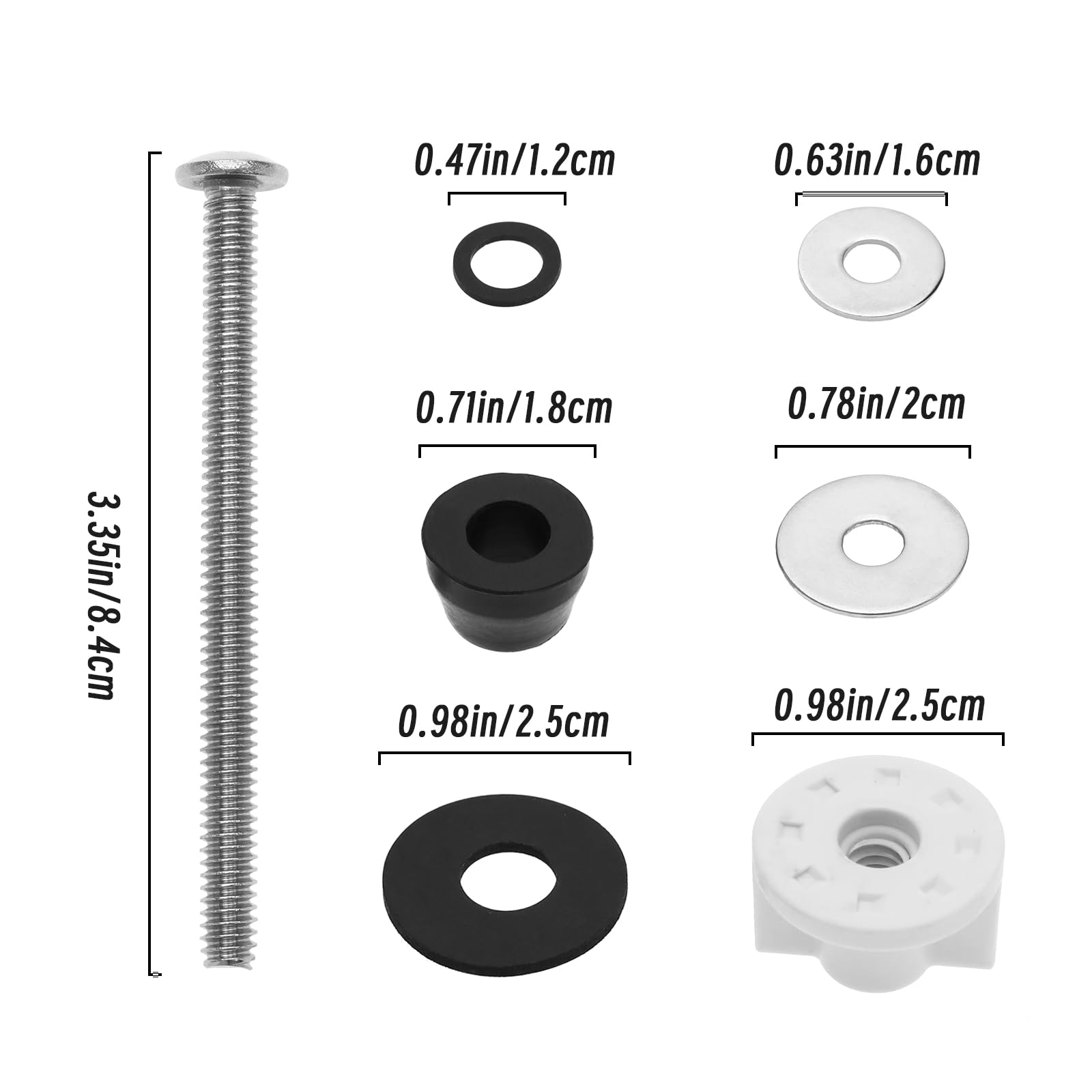 ECSiNG 2 Set Toilet Seat Hinge Bolts Kit Hinge Bolt Replacement Top-Fixed Hinge Universal Toilet Seat Stainless Steel Rubber Hinge Bolt