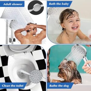 Bathroom Shower Kit, Fixed Shower Head and Handheld Shower, Round Replacement Overhead Rain Shower Head, Handheld Shower with Spray Mode, Universal, Water Saving (6in)