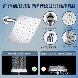 Bathroom Shower Kit, Fixed Shower Head and Handheld Shower, Round Replacement Overhead Rain Shower Head, Handheld Shower with Spray Mode, Universal, Water Saving (6in)