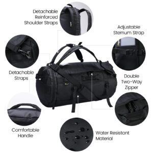 Nepest Large Duffel Backpack Bag, 3-Way Water Resistant Gym Duffle Bag with Shoe Compartment for Sports Workout Travel (Black, 90L)