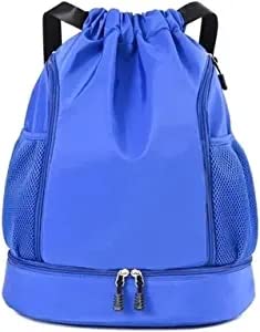 2023 new sports backpacks drawstring gym bag backpack with shoe compartment large waterproof shoulder drawstrings bags (blue)