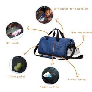 Sports Gym Bag with Wet Pocket & Shoes Compartment for Women & Men