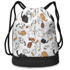 rimench cute cats drawstring bag waterproof outdoor hiking gym backpack multifunction daypack gift