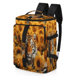 animal tiger in sunflowers（02） gym duffle bag for traveling sports tote gym bag with shoes compartment water-resistant workout bag weekender bag backpack for men women