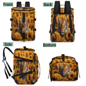 Animal Tiger in Sunflowers（02） Gym Duffle Bag for Traveling Sports Tote Gym Bag with Shoes Compartment Water-resistant Workout Bag Weekender Bag Backpack for Men Women