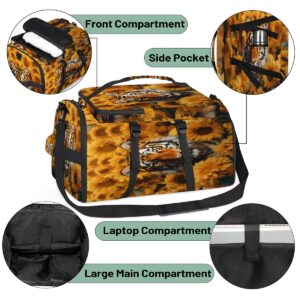 Animal Tiger in Sunflowers（02） Gym Duffle Bag for Traveling Sports Tote Gym Bag with Shoes Compartment Water-resistant Workout Bag Weekender Bag Backpack for Men Women