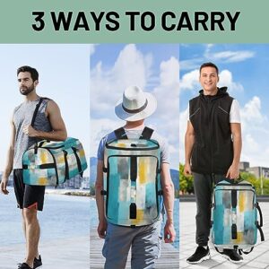 Yellow Light Blue Abstract Oil Painting (04) Gym Duffle Bag for Traveling Sports Tote Gym Bag with Shoes Compartment Water-resistant Workout Bag Weekender Bag Backpack for Men Women