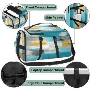 Yellow Light Blue Abstract Oil Painting (04) Gym Duffle Bag for Traveling Sports Tote Gym Bag with Shoes Compartment Water-resistant Workout Bag Weekender Bag Backpack for Men Women