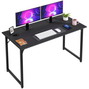 paylesshere computer desk 47 inch length study writing table, adjustable feet, modern furniture for home office, brown