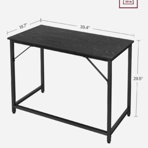 VASAGLE Computer Desk, Gaming Desk, Home Office Desk, for Small Spaces, 19.7 x 39.4 x 29.5 Inches, Industrial Style, Metal Frame, Black with Wood Grain ULWD041B56