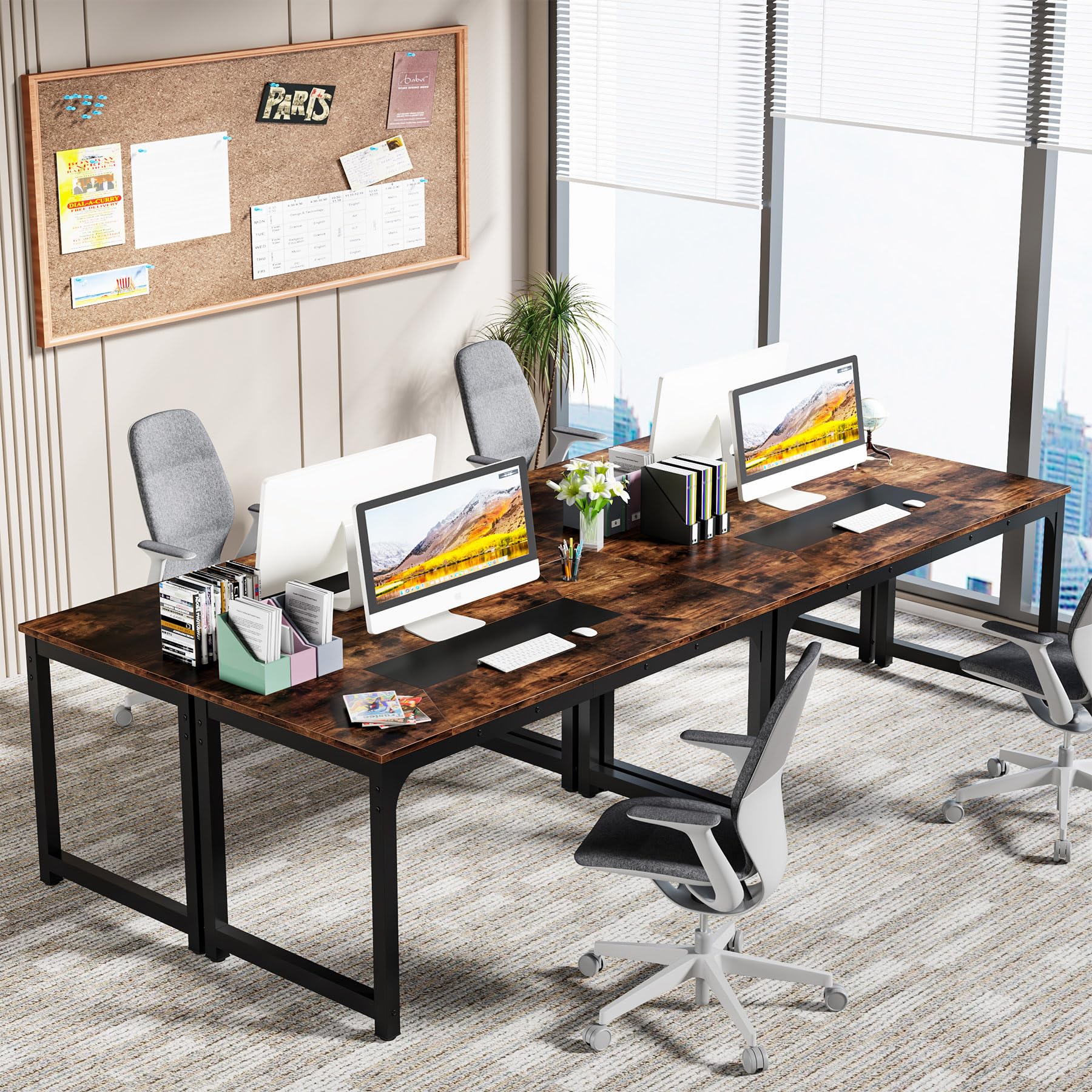 LITTLE TREE 70.9 Inch X Large Executive Office Computer Desk, Brown