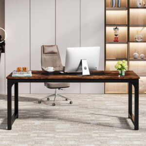 LITTLE TREE 70.9 Inch X Large Executive Office Computer Desk, Brown