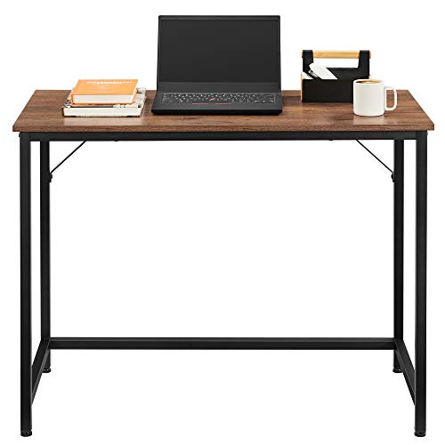 VASAGLE Computer Desk, Gaming Desk, Home Office Desk, for Small Spaces, 19.7 x 39.4 x 29.5 Inches, Industrial Style, Metal Frame, Hazelnut Brown and Black ULWD041B03V1