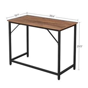 VASAGLE Computer Desk, Gaming Desk, Home Office Desk, for Small Spaces, 19.7 x 39.4 x 29.5 Inches, Industrial Style, Metal Frame, Hazelnut Brown and Black ULWD041B03V1