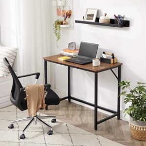 VASAGLE Computer Desk, Gaming Desk, Home Office Desk, for Small Spaces, 19.7 x 39.4 x 29.5 Inches, Industrial Style, Metal Frame, Hazelnut Brown and Black ULWD041B03V1