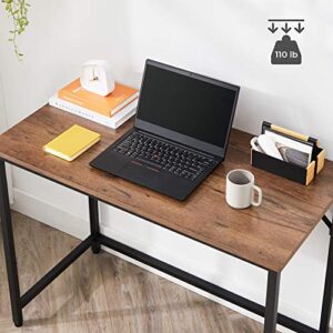 VASAGLE Computer Desk, Gaming Desk, Home Office Desk, for Small Spaces, 19.7 x 39.4 x 29.5 Inches, Industrial Style, Metal Frame, Hazelnut Brown and Black ULWD041B03V1