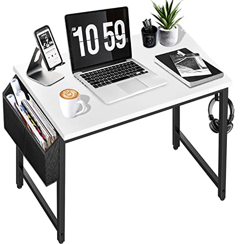 DLisiting Small Computer Desk for Bedroom White Modern Writing Table for Small Spaces Kids Teens Student Study Work PC Desk 31 Inch