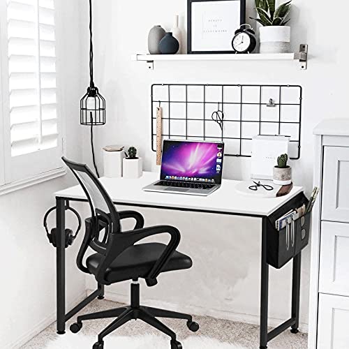 DLisiting Small Computer Desk for Bedroom White Modern Writing Table for Small Spaces Kids Teens Student Study Work PC Desk 31 Inch