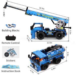 DOLIVE Remote Control Building Toys for 7-9 Year Old Boys, 2-in-1 Technic Vehicle Building Kits for Kids 8-12, Construction Erector Set Crane Truck Build Model for Boys Girls