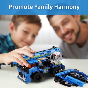 DOLIVE Remote Control Building Toys for 7-9 Year Old Boys, 2-in-1 Technic Vehicle Building Kits for Kids 8-12, Construction Erector Set Crane Truck Build Model for Boys Girls