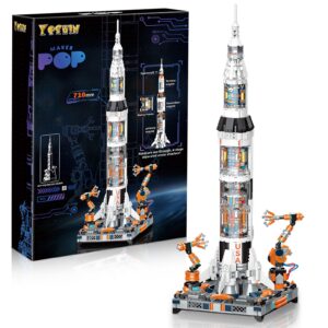 yeshin space rocket building blocks kits, diy creative collectible display rocket model building sets, gift toy for kids age 8+ /adult collections enthusiasts (1571+pieces)