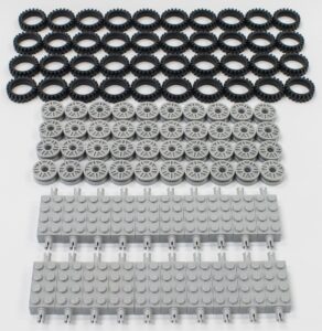 lego new tire, wheel and technic brick axles bulk lot - 100 pieces total