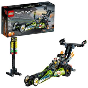 lego technic dragster 42103 pull-back racing toy building kit (225 pieces)