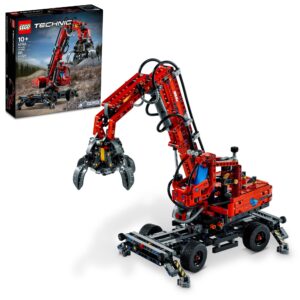 lego technic material handler crane 42144 building toy set for kids, boys, and girls ages 10+ (835 pieces)