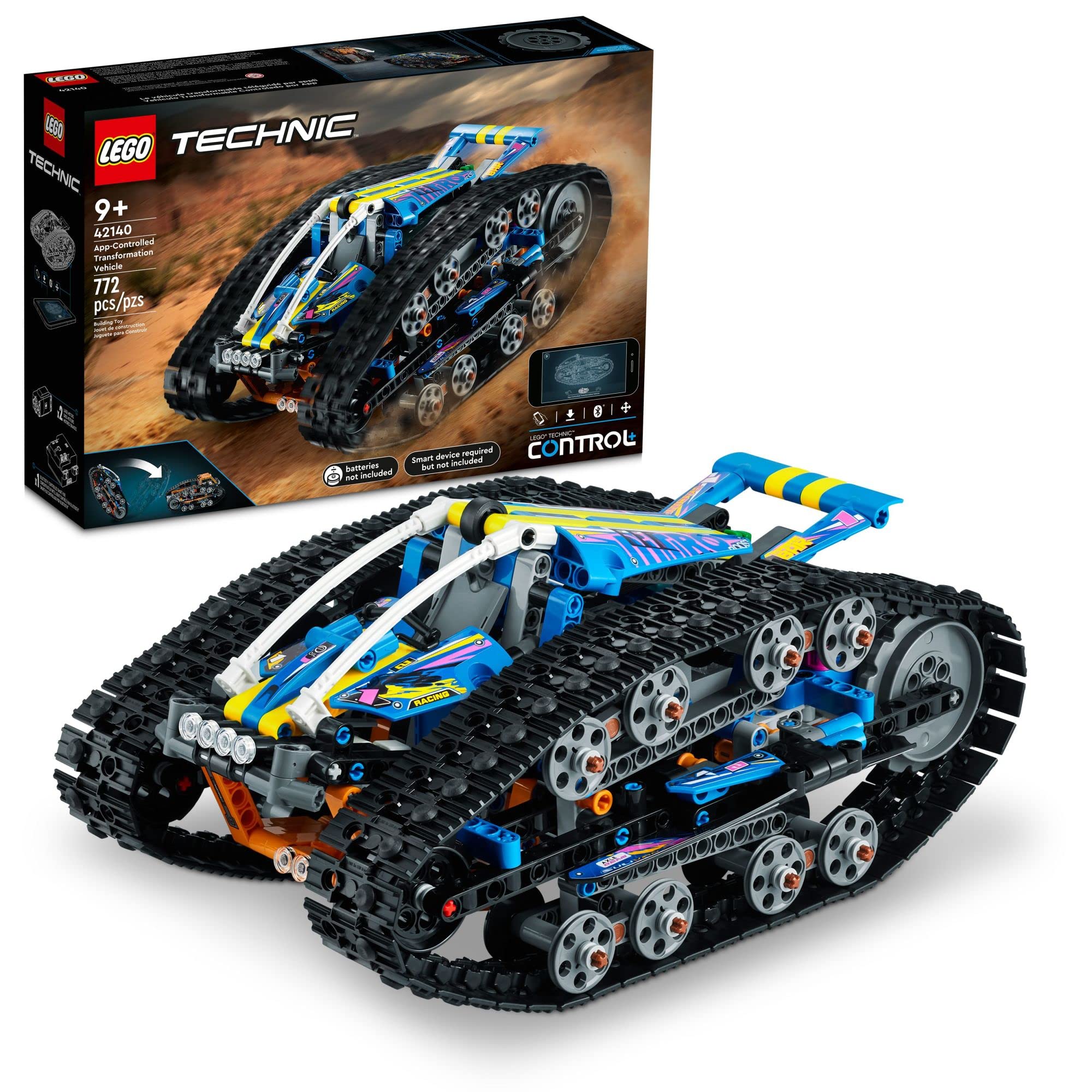 Lego Technic App-Controlled Transformation Vehicle 42140, Off Road Remote Control Car, Building Car Kit That Flips, 2in1 RC Truck and Race Car Toy, Great Gift for Boys, Girls, Kids Who Love RC Cars