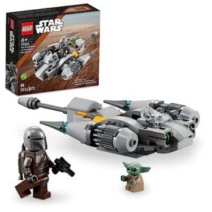 lego star wars the mandalorian’s n-1 starfighter microfighter, building toy set for kids ages 6 and up with mando and grogu 'baby yoda' minifigures, fun gift idea for action play, 75363