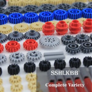 496 Pcs Technical Parts Building Blocks Gears Axle Pin Connector Compatible with Major Brand Toy Technical Cam Worm Cogs Gears Steering Parts Differential Engine Kit MOC Pieces for Replacement