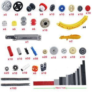 496 Pcs Technical Parts Building Blocks Gears Axle Pin Connector Compatible with Major Brand Toy Technical Cam Worm Cogs Gears Steering Parts Differential Engine Kit MOC Pieces for Replacement