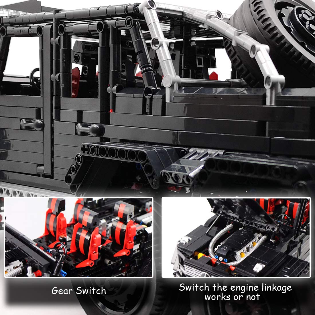 Nifeliz Black Pickup G63 6X6 MOC Building Blocks and Engineering Toy, Adult Collectible Model Cars Kits to Build, 1:8 Scale Truck Model (3300 Pieces)