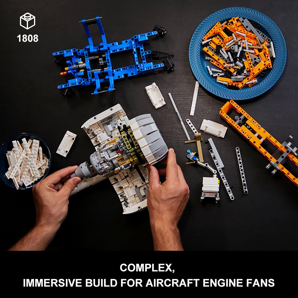 BRICKKK PANTASY City Aircraft Engine Workshop Building Sets for Adults, GE-90 Jet Engine Model Assembly & Transport Building Kit (1808 Pieces)