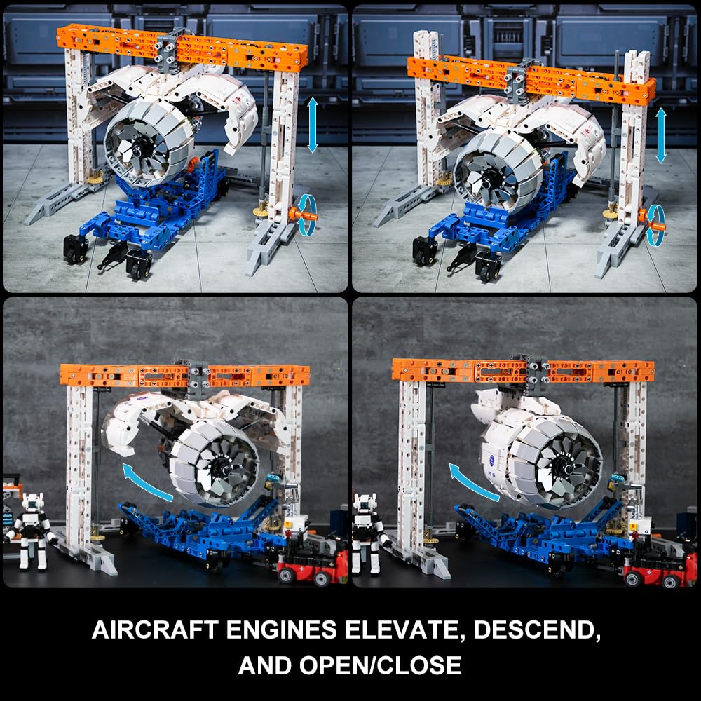 BRICKKK PANTASY City Aircraft Engine Workshop Building Sets for Adults, GE-90 Jet Engine Model Assembly & Transport Building Kit (1808 Pieces)