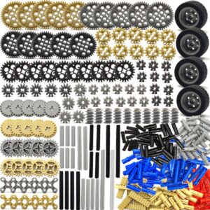 dspitwod technical gears axle pin connectors - rubble wheels connectors rack gear screw track building brick pieces sets compatible with major brand stem learning kits for kids age 8-14 years