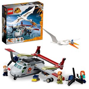 lego jurassic world quetzalcoatlus plane ambush set 76947, with dinosaur toy figure and airplane model, 2022 movie inspired, multicolor