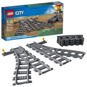 lego city trains switch tracks 60238 building toy set for kids, boys, and girls ages 5+ (8 pieces)